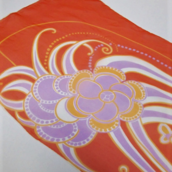 Accessories | Vintage Oblong Red Multi Color Abstract Scarf | Poshmark